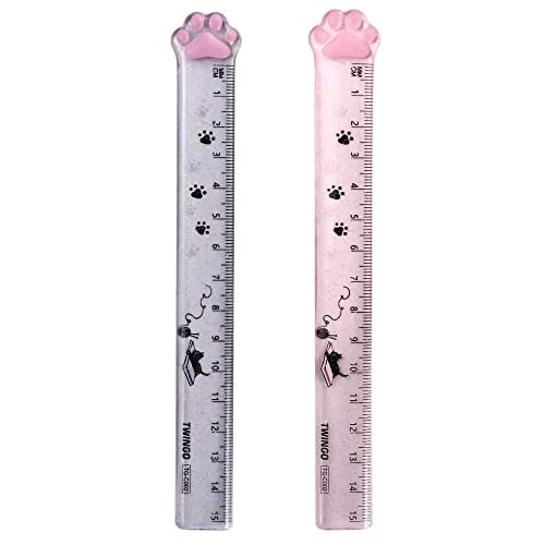 Straight Ruler 1PC Cute Cartoon Cats Claw Ruler Painting Plastic Rulers Portable Scale Ruler Measuring Ruler Stationery Office School Supplies(pink)