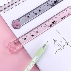 Straight Ruler 1PC Cute Cartoon Cats Claw Ruler Painting Plastic Rulers Portable Scale Ruler Measuring Ruler Stationery Office School Supplies(pink)