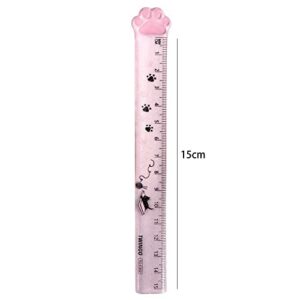 Straight Ruler 1PC Cute Cartoon Cats Claw Ruler Painting Plastic Rulers Portable Scale Ruler Measuring Ruler Stationery Office School Supplies(pink)