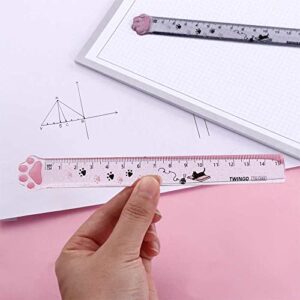 Straight Ruler 1PC Cute Cartoon Cats Claw Ruler Painting Plastic Rulers Portable Scale Ruler Measuring Ruler Stationery Office School Supplies(pink)