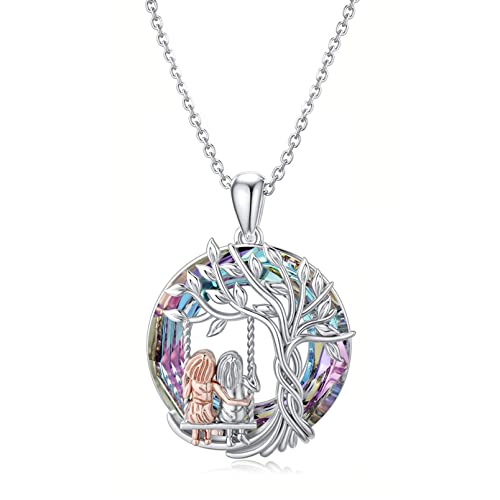 JEWENICE Sister Bestfriend Girlfriends Necklace Tree of Life with Shining Crystal Sweet Female Friendship Jewelry Gift