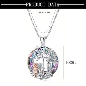 JEWENICE Sister Bestfriend Girlfriends Necklace Tree of Life with Shining Crystal Sweet Female Friendship Jewelry Gift