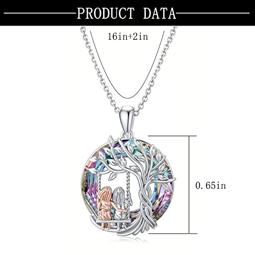 JEWENICE Sister Bestfriend Girlfriends Necklace Tree of Life with Shining Crystal Sweet Female Friendship Jewelry Gift