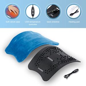 Back Stretcher with Detachable Heating Pad, Multi-Level Adjustable Timing Heat Therapy Back Cracker for Upper & Lower Back Pain Relief for Herniated Disc, Sciatica, Scoliosis