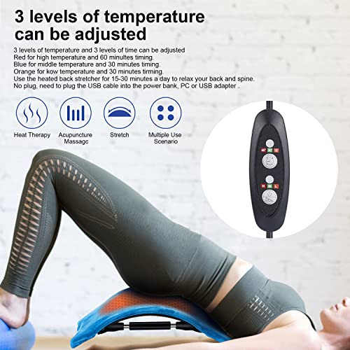 Back Stretcher with Detachable Heating Pad, Multi-Level Adjustable Timing Heat Therapy Back Cracker for Upper & Lower Back Pain Relief for Herniated Disc, Sciatica, Scoliosis