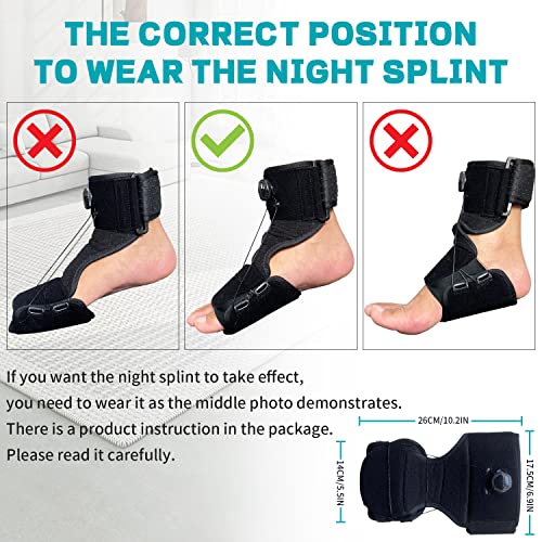 Plantar Fasciitis Night Splint with Rotating Knob System for Plantar Fasciitis Relief Plantar Fasciitis Socks Fascia Stretcher for Achilles Tendonitis Relief Plantar Fasciitis Brace Foot Drop