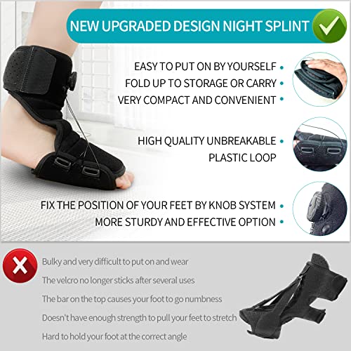 Plantar Fasciitis Night Splint with Rotating Knob System for Plantar Fasciitis Relief Plantar Fasciitis Socks Fascia Stretcher for Achilles Tendonitis Relief Plantar Fasciitis Brace Foot Drop