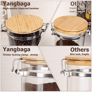 Youngcafe 2Pcs Coffee Sugar Canisters with Shelf, 58OZ Plastics Storage Containers for Ground Coffee Bean Storage with Lid Airtight Locking Clamp and Coffee Scoop, Food Storage Jar for Kitchen