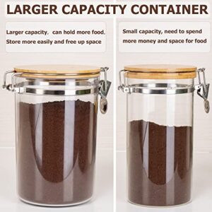 Youngcafe 2Pcs Coffee Sugar Canisters with Shelf, 58OZ Plastics Storage Containers for Ground Coffee Bean Storage with Lid Airtight Locking Clamp and Coffee Scoop, Food Storage Jar for Kitchen