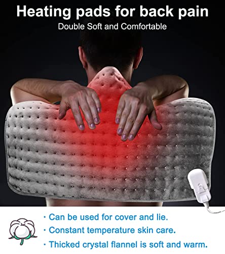 Heating Pads 12X24 INCH OCSOSO Heating Pad with Automatic Shut-Off 10 Temperature Levels, Fast Heating Technology Electric Heat Pad, Safe Heated Pads Electric for Back, Neck, Shoulder Pain Relief