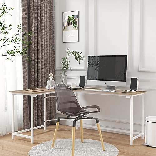 bzbbzc 47 Inches L Shaped Corner Desk,Sturdy Home Office Computer Desk Gaming Desk Writing Table Workstation Space Saving Easy Assembly White