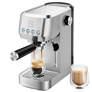 casabrews espresso machine 20 bar, professional coffee maker cappuccino latte machine with steam milk frother, espresso coffee machine with 49oz removable water tank, stainless steel, gift for dad mom