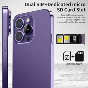 ExAchat G14 Pro MAX Unlocked Cell Phones, 6.82-inch HD Screen Phone, 3+64G Dual SIM Phone with A 128G Memory Card for Android 10 (Four Colors to Choose from) (Purple)