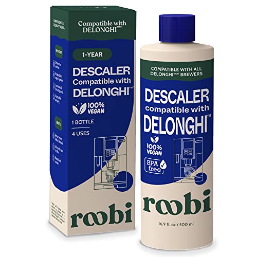 DeLonghi Compatible Descaling Solution. Clean & Descale your DeLonghi Coffee Maker. 4 Uses, Single Bottle. Eco-Friendly Maintenance Kit.