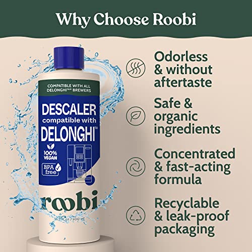 DeLonghi Compatible Descaling Solution. Clean & Descale your DeLonghi Coffee Maker. 4 Uses, Single Bottle. Eco-Friendly Maintenance Kit.