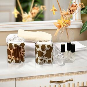 Plastic Jars with Lids,Brown and Beige Cow Spot Bulk Pack Storage Containers Wide Mouth Airtight Canister Jar for Kitchen Bathroom Farmhouse Makeup Countertop Household ,Set 4