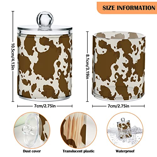 Plastic Jars with Lids,Brown and Beige Cow Spot Bulk Pack Storage Containers Wide Mouth Airtight Canister Jar for Kitchen Bathroom Farmhouse Makeup Countertop Household ,Set 4