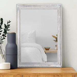 mwazzll wall mirror with rustic wood frame rectangle mirrors for wall decorative hanging mirror for bathroom bedroom farmhouse living room white small