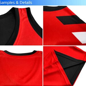 KXK Men's Blank Reversible Basketball Jersey Team Uniform Athletic Hip Hop Basketball Shirts S-4XL Red/Black