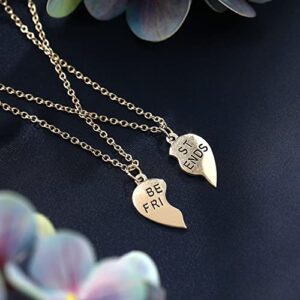 BONJOULRY Best Friend Friendship BFF Necklaces for 2 Girls, Heart Preppy Matching Necklace for Couples Womens Trendy Best Friends Forever Personalized Necklaces BFF Gifts