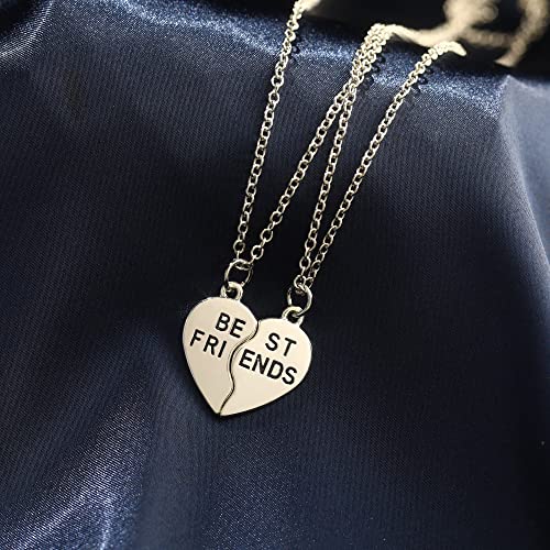 BONJOULRY Best Friend Friendship BFF Necklaces for 2 Girls, Heart Preppy Matching Necklace for Couples Womens Trendy Best Friends Forever Personalized Necklaces BFF Gifts