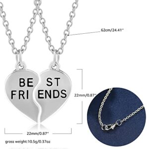 BONJOULRY Best Friend Friendship BFF Necklaces for 2 Girls, Heart Preppy Matching Necklace for Couples Womens Trendy Best Friends Forever Personalized Necklaces BFF Gifts