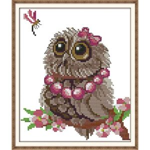 bilrost cross stitch needlepoint kits for adults cross stitch kits for beginners stamped cross stitch kits for adults diy 11ct embroidery patterns stitches kit-baby owl five 9.45x11.02 inch