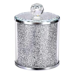 juxyes sparkle glass crushed diamonds canister for sugar coffee tea, luxurious diamond style storage containers sets with lids decorative storage jar for kitchen counter dining room