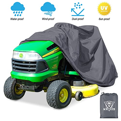 XYZCTEM Riding Lawn Mower Cover,Tractor Cover Fits Decks up to 54", Heavy Duty 420D Polyester Oxford Waterproof,Durable, UV, Water Resistant Covers for Your Rider Garden Tractor(Grey,72"L x 54"W x 46"H)