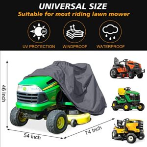 XYZCTEM Riding Lawn Mower Cover,Tractor Cover Fits Decks up to 54", Heavy Duty 420D Polyester Oxford Waterproof,Durable, UV, Water Resistant Covers for Your Rider Garden Tractor(Grey,72"L x 54"W x 46"H)