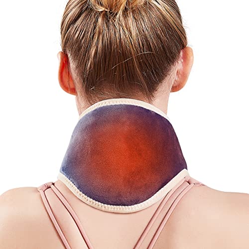 JOBYNA Neck Electric Heating Pad, Only 0.4in Thick & 4oz Portable Heat Pad for Arm/Leg/Neck Pain Relief, 5S Fast-Heating Heat Therapy Neck Warmer 86-158℉ Continuous Setting|10-90min Timer(Navy)