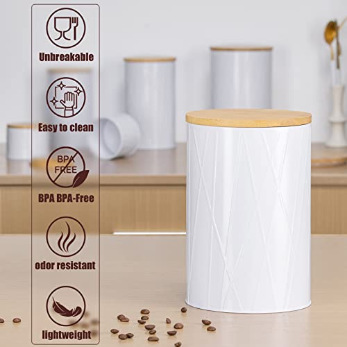 FavorFlavor White Canister Sets for Kitchen Counter, Kitchen Canisters Set of 6, Flour and Sugar Containers, Coffee and Tea Storage, Modern Farmhouse Kitchen Decor