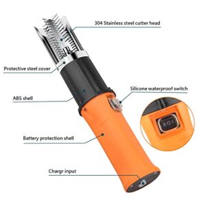 Electric Fish Scaler, Handheld Electric Scraping Fish Scales Machine with Extra Cutter Head, Efficient Fish Scale Removal Tools Powerful IPX7 Waterproof Rechargeable Portable Cordless Fish Scaler