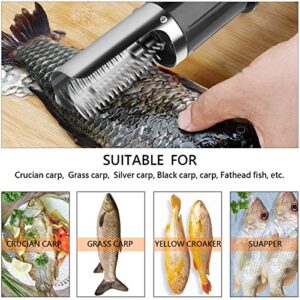 Electric Fish Scaler, Handheld Electric Scraping Fish Scales Machine with Extra Cutter Head, Efficient Fish Scale Removal Tools Powerful IPX7 Waterproof Rechargeable Portable Cordless Fish Scaler