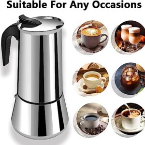 DITOSH Stovetop Espresso Maker Stainless Steel Moka Pot Espresso Maker Percolator Italian Coffee Maker Capable Moka Coffee Machine Cafe Percolator Maker for Home & Camping-4Cup