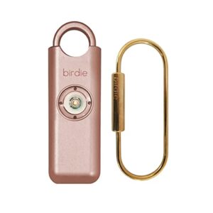 she’s birdie–the original personal safety alarm for women by women–130db siren, strobe light and key chain in 7 pop colors (metallic rose)