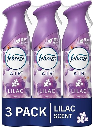 Febreze Air Fresheners, Room Fresheners, Odor-Fighting Air Effects, Lilac Scent , 8.8 oz. Aerosol Can, (Pack of 3) , Air Freshener Spray