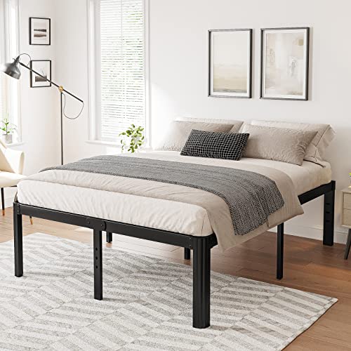 Hunlostten 18in Full Size Bed Frame No Box Spring Needed, Heavy Duty Metal Platform Bed Frame Full with Round Corners, Easy Assembly, Noise Free, Black