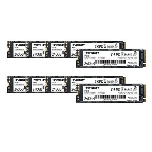 Patriot P310 240GB Internal SSD - NVMe PCIe M.2 Gen3 x 4 - Low-Power Consumption Solid State Drive 10 Pack, Lot of 10 - P310P240GM2810