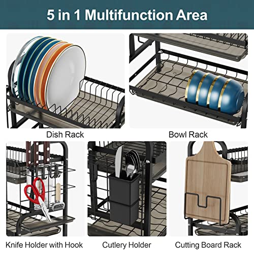 iSPECLE Dish Drying Rack and Sink Caddy, 2 Tier Dish Rack and Kitchen Sponge Holder, Bundle Sales, 2 Packs