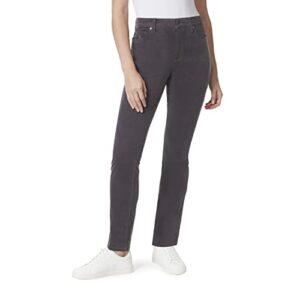 gloria vanderbilt women's plus size amanda corduroy slim high rise pant, flint grey