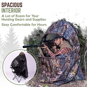 Camouflage Hunting Blind - 1 Person Ground Blind & Chair for Deer & Turkey Hunting I Durable Pop Up Hunting Tent with 5 See Through Windows, Blackout Lining, Carry Bag & Lightweight, Waterproof Fabric