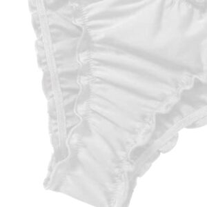 SheIn Women's Ruffle Bikini Bottom Ruched Swimsuit Bottom Solid Swim Briefs White X-Small