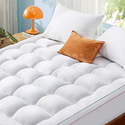 Bedsure Mattress Topper Full Size - Extra Thick Cooling Mattress Pad Cover with 8-21" Deep Pocket, Plush Soft Pillow Top Bed Topper for Back Pain, Overfilled Down Alternative Filling, White