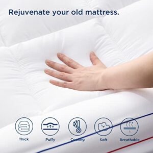 Bedsure Mattress Topper Full Size - Extra Thick Cooling Mattress Pad Cover with 8-21" Deep Pocket, Plush Soft Pillow Top Bed Topper for Back Pain, Overfilled Down Alternative Filling, White