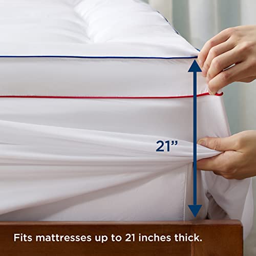 Bedsure Mattress Topper Full Size - Extra Thick Cooling Mattress Pad Cover with 8-21" Deep Pocket, Plush Soft Pillow Top Bed Topper for Back Pain, Overfilled Down Alternative Filling, White