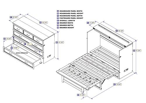 AFI,Northfield Murphy Bed Chest, Full, Driftwood