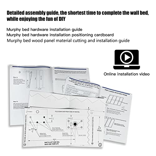 ROOMTEC Queen Murphy Bed Hardware Kit,Vertical,Alloy Steel, Black