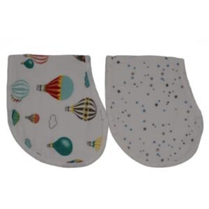 jaxman collection muslin burp cloth for boys & girls, 70% bamboo / 30% cotton washcloth, face towel, burp cloth, unisex (hot air balloon/stars)