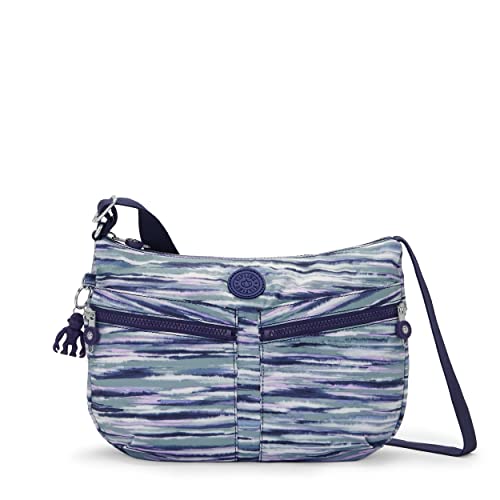 Kipling Women’s Izellah Crossbody, Super Light Everyday Purse, Nylon Shoulder Bag, Brush Stripes